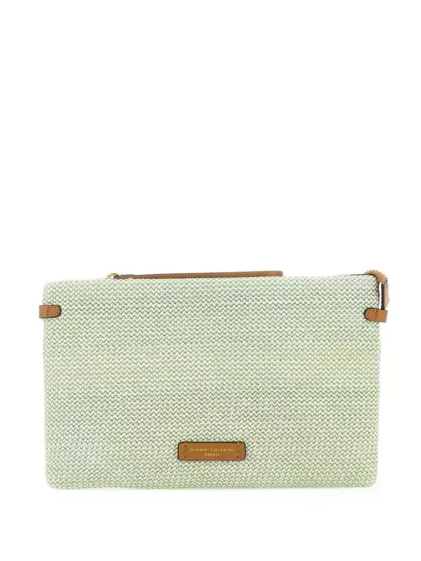 GIANNI CHIARINI Small Hermy Straw Clutch Bag - Green