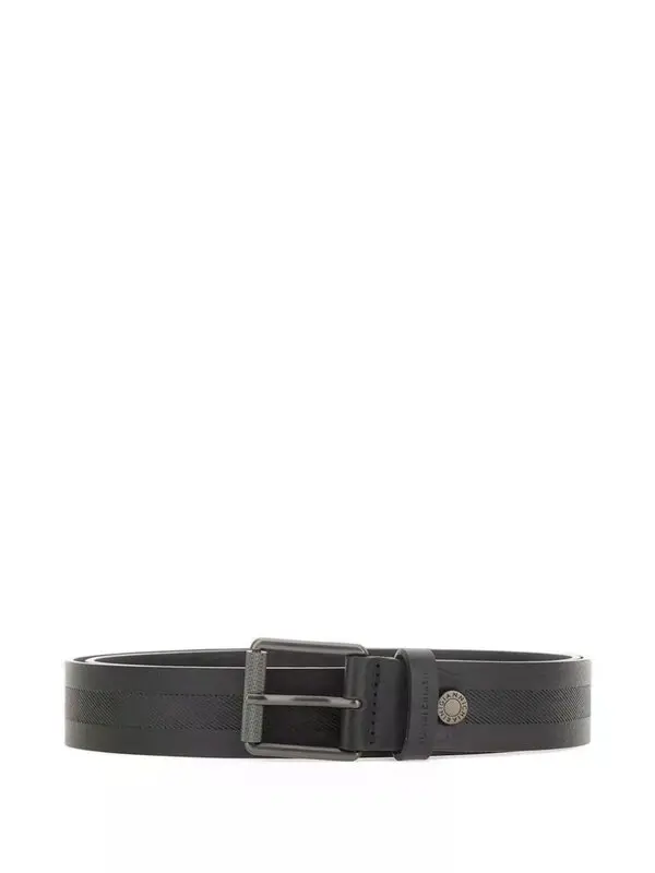 GIANNI CHIARINI Ribbed-detail Leather Belt - Black