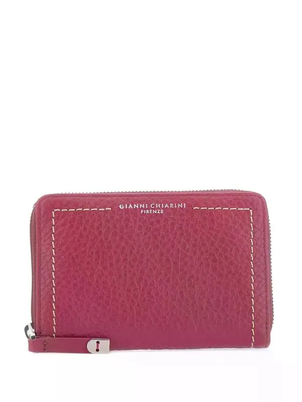 GIANNI CHIARINI Zip Stitching Leather Wallet - Pink