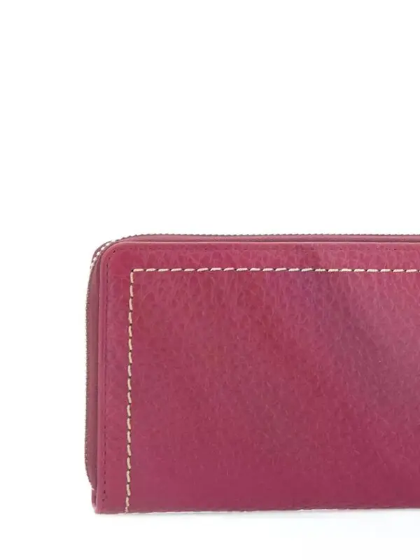 GIANNI CHIARINI Zip Stitching Leather Wallet - Pink