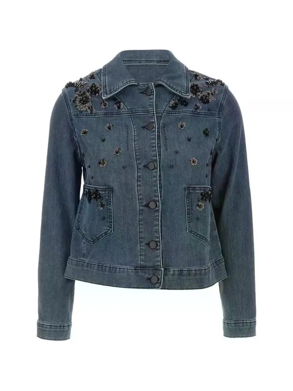 ELENA MIRO` Sequin-embellished Denim Jacket - Blue