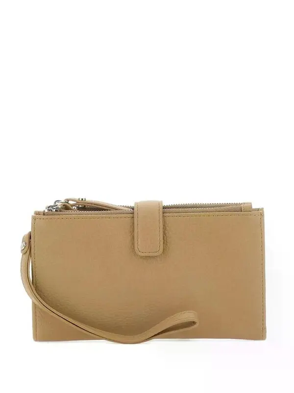 GIANNI CHIARINI Pebbled Zip Leather Wallet - Neutrals