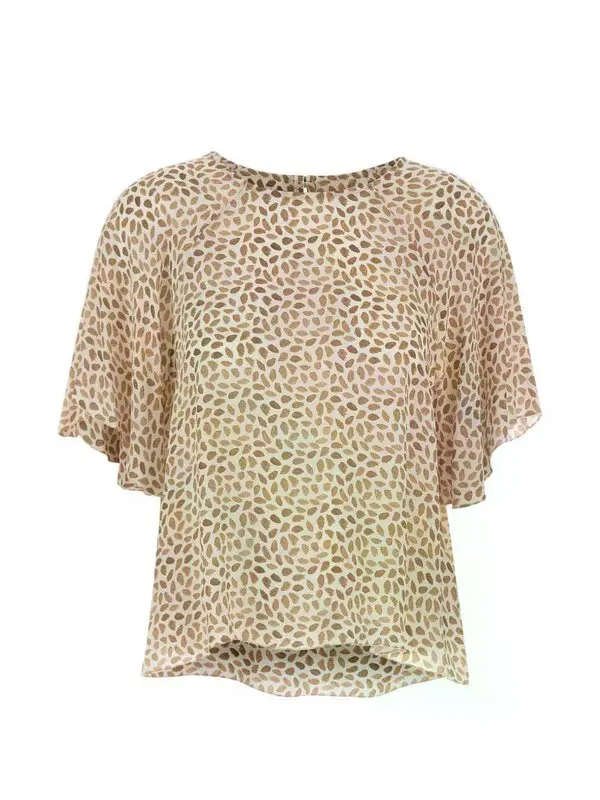 KAOS Printed Round-neck Blouse - Neutrals
