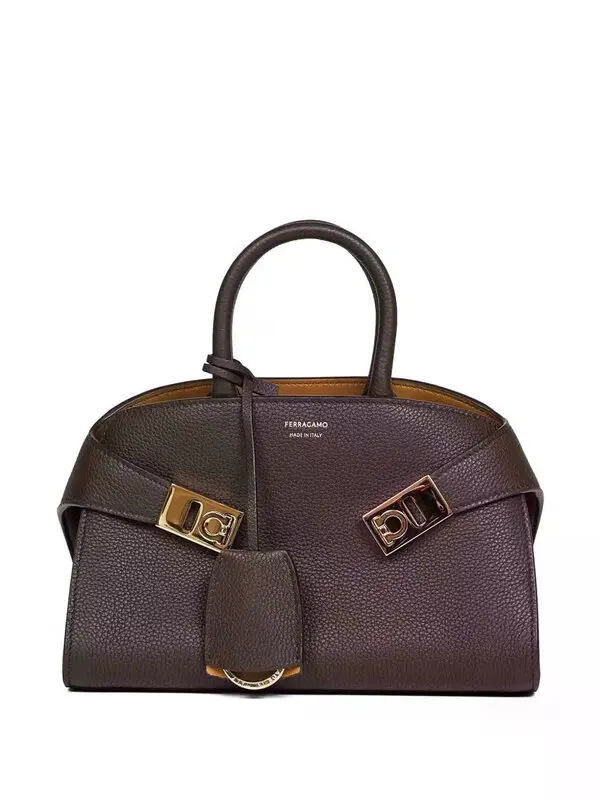 FERRAGAMO Mini Hug Gancini-buckle Leather Tote Bag - Brown