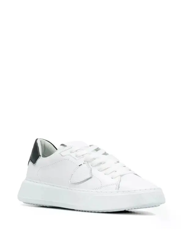 Philippe Model Temple Logo Patch Leather Sneakers