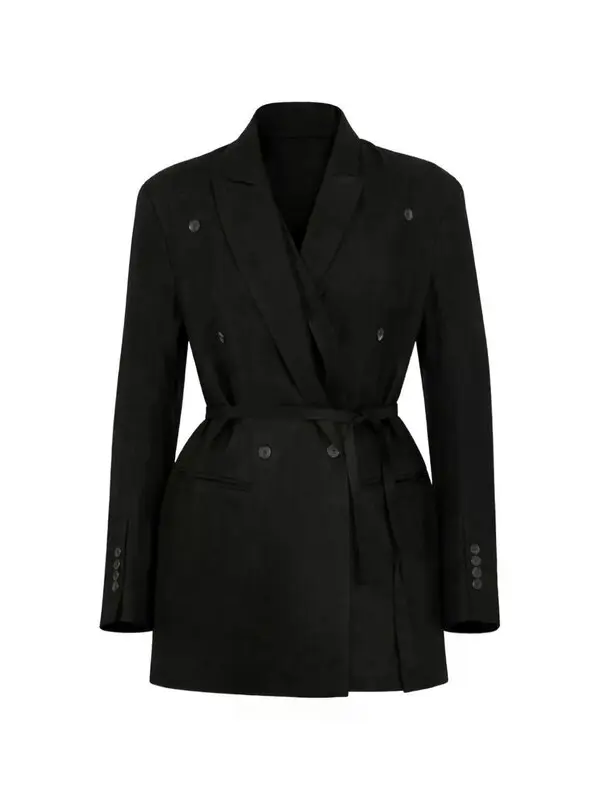 Masnada Double-breasted Belted Blazer - Black