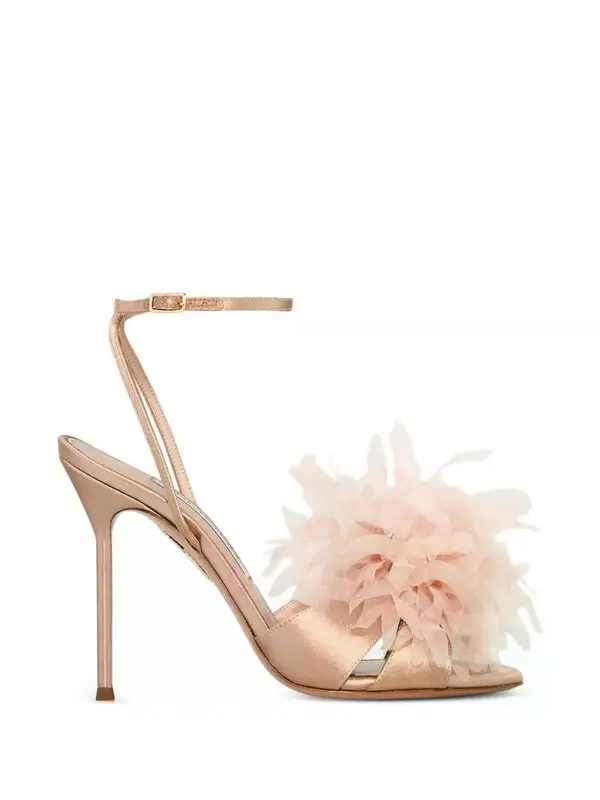 AQUAZZURA Poème Flower-embellished Ankle-strap Sandals - Pink