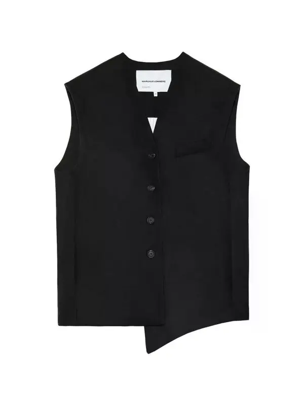 MARGAUX LONNBERG Wallis Asymmetric-hem Button Waistcoat - Black