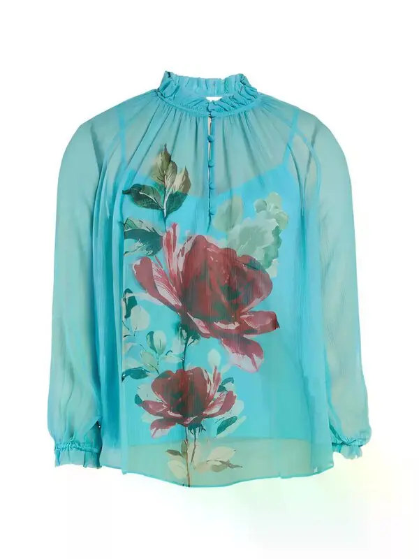 CHRISTY LYNN Karla Floral Ruffled Blouse - Blue