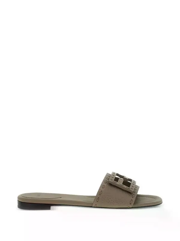 Fendi Leather Slides - Grey