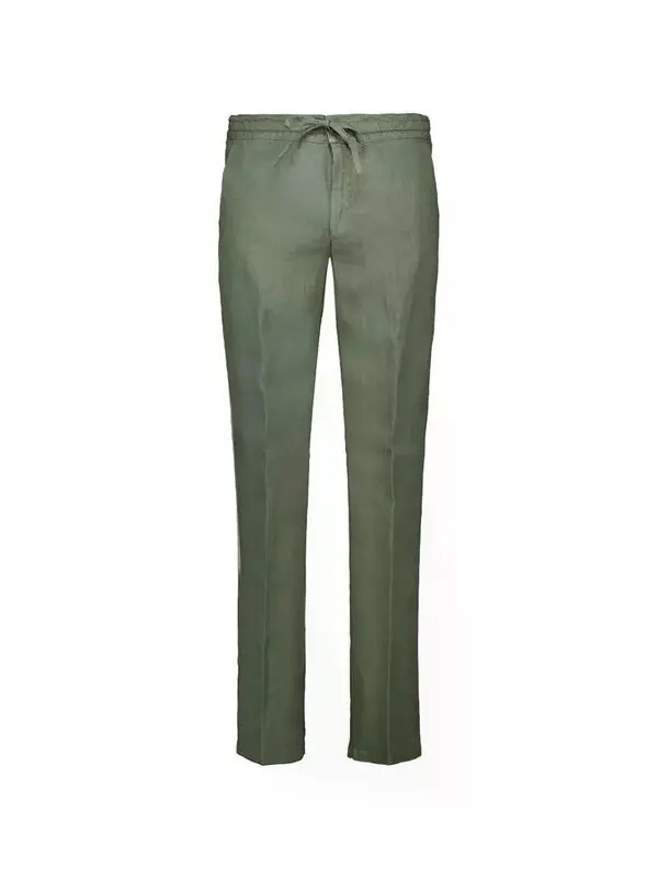 120% Lino Drawstring Trousers - Green