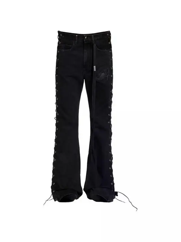 ANN DEMEULEMEESTER Lace-up Bootcut Jeans - Black