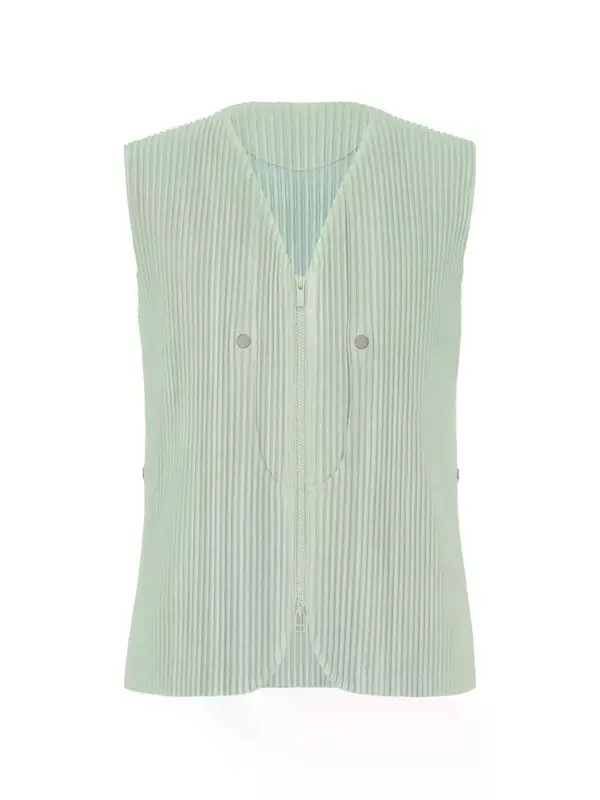 Issey Miyake Pleated Zip Vest - Blue