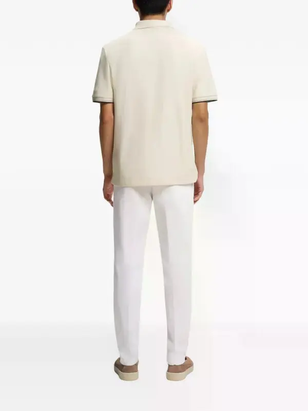 BOSS Cotton-piqué Polo Shirt With Zip Neck - Neutrals