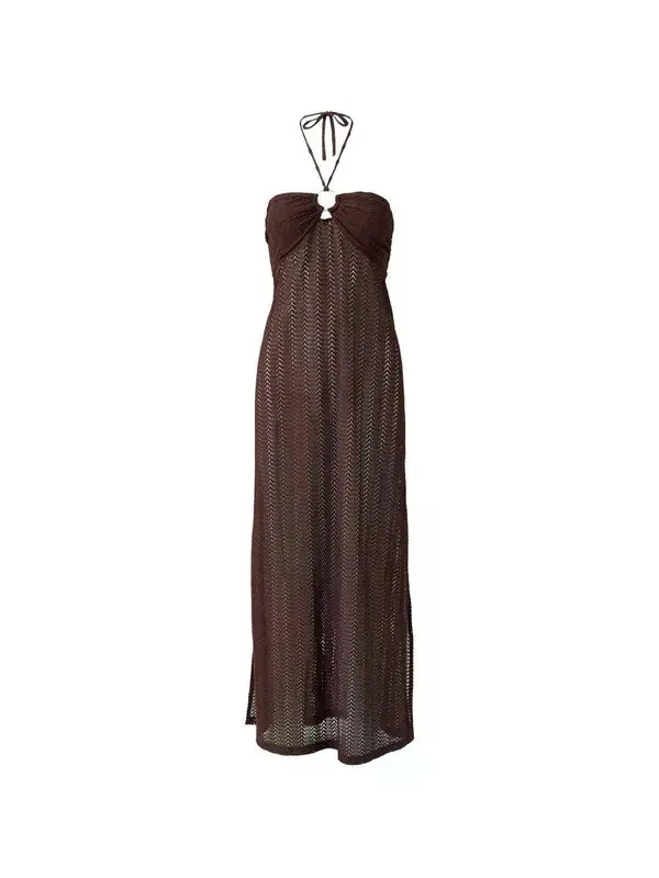 Melissa Odabash Harriet Halterneck Maxi Dress - Brown