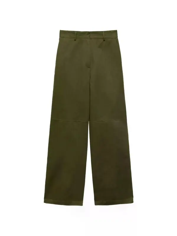 MSGM Wide-leg Panelled Cotton Trousers - Green