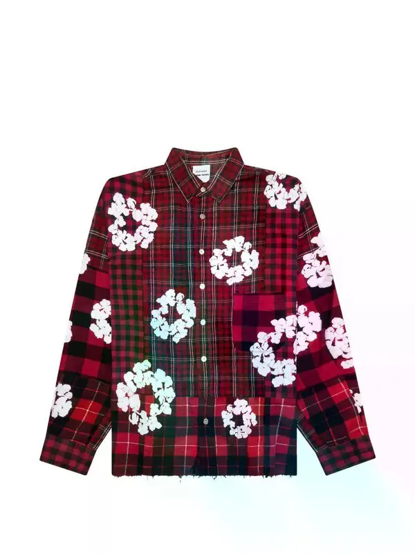 Readymade X Denim Tears Floral-embroidered Checked Shirt - Red