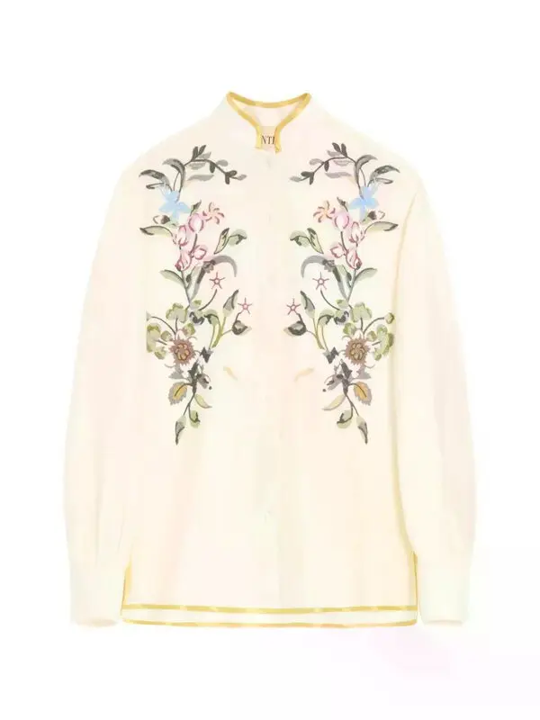 Valentino Garavani Floral-embroidery Shirt - Neutrals