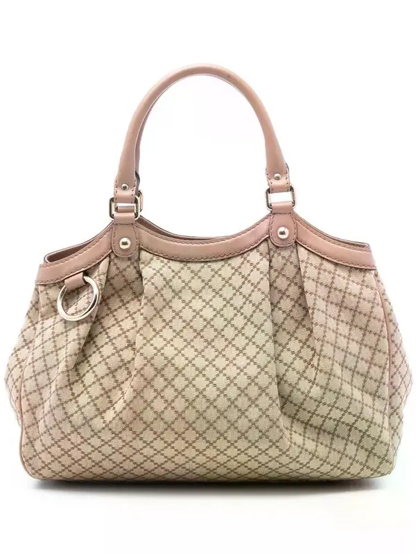 Gucci 2016-2025 Medium Diamante Canvas Sukey Tote Bag - Brown