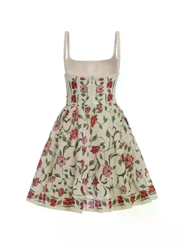 Agua Bendita Floral-print Mini Dress - Neutrals