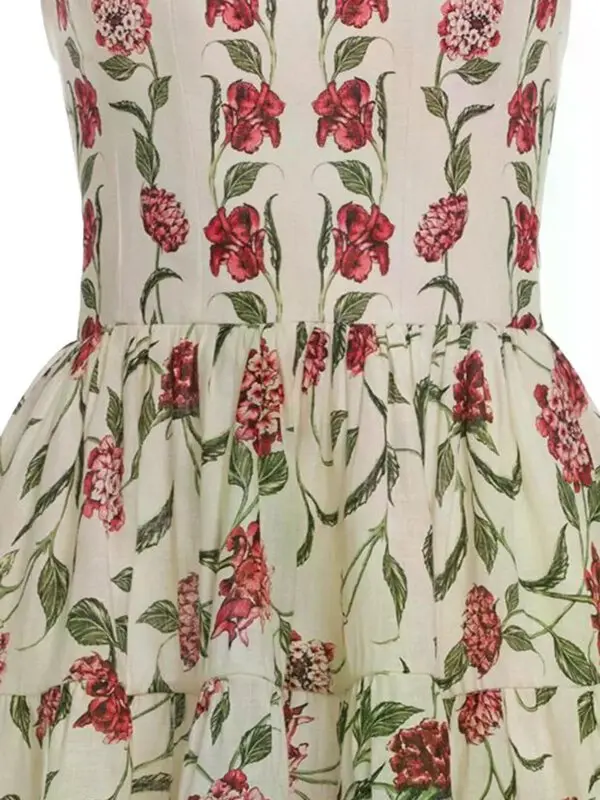 Agua Bendita Floral-print Mini Dress - Neutrals