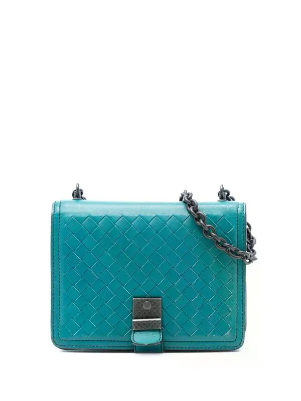 Bottega Veneta 2012-2025 Mini Nappa Intrecciato Runway Shoulder Bag - Blue