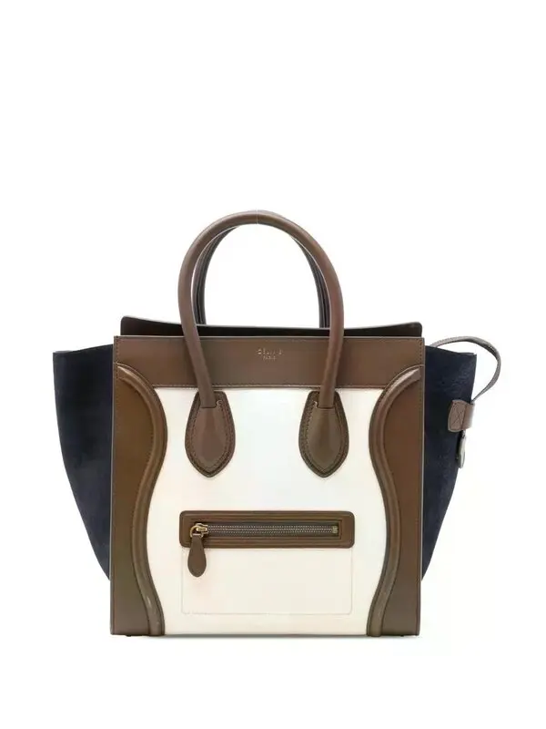 Celine 2013 Mini Tricolor Calfskin And Suede Luggage Tote Bag - White