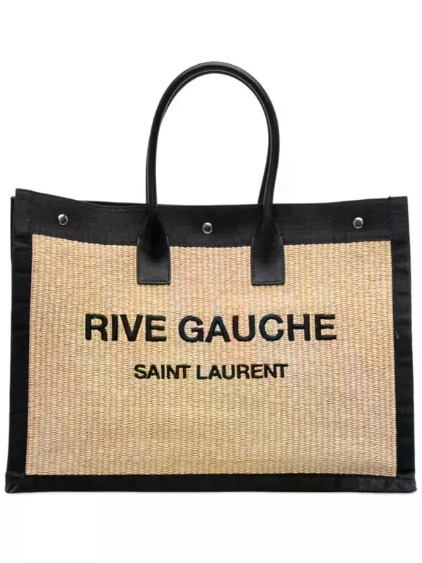 Saint Laurent 2020 Large Rive Gauche Raffia Tote Bag - Brown