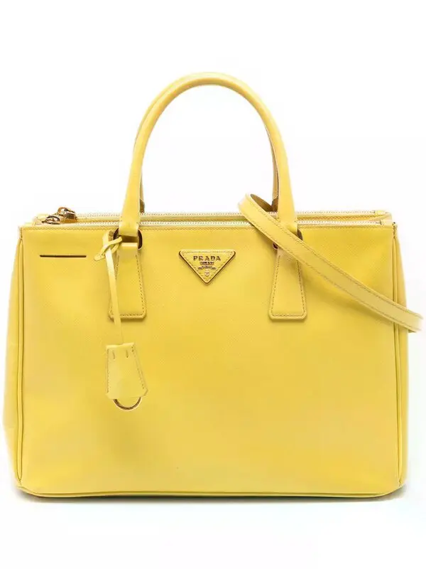 Prada 2013-2025 Medium Saffiano Lux Galleria Double Zip Satchel - Yellow