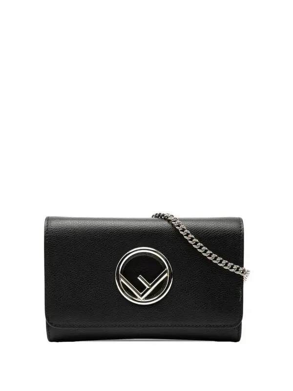 Fendi 2010-2025 Calfskin F Is Kan I Wallet On Chain Crossbody Bag - Black
