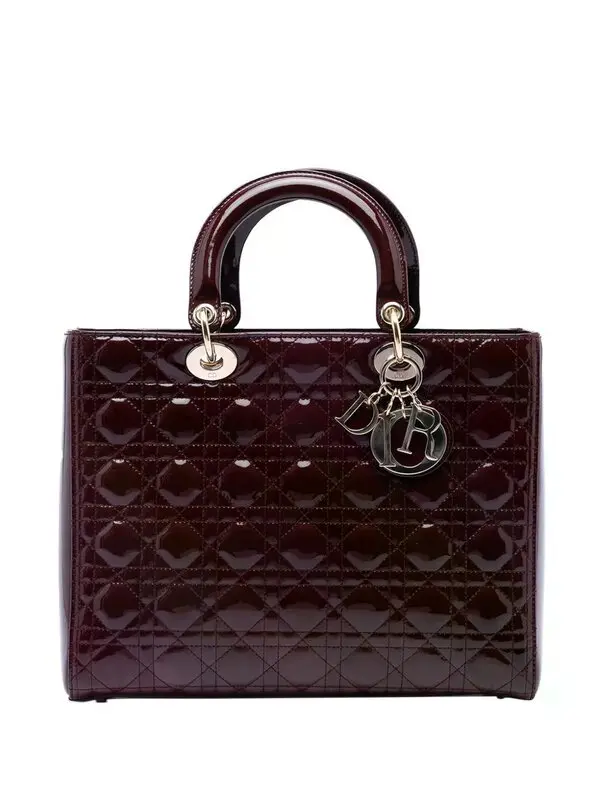 Dior 2013 Large Patent Cannage Lady Satchel - Red