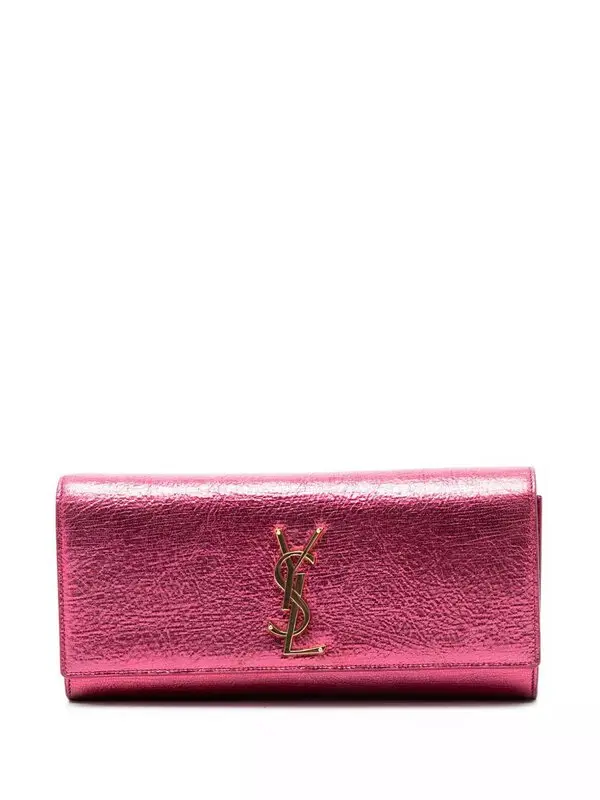 Saint Laurent 2000-2012 Metallic Calfskin Cassandre Clutch Bag - Pink