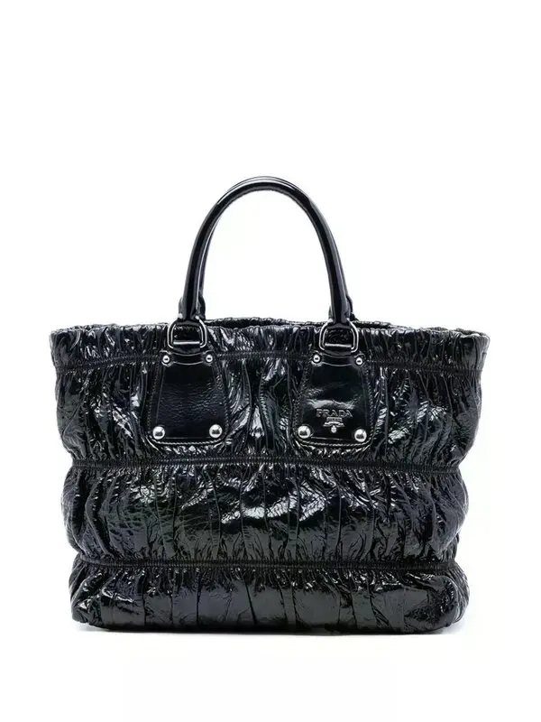 Prada 2021-2025 Vernice Gaufre Satchel - Black