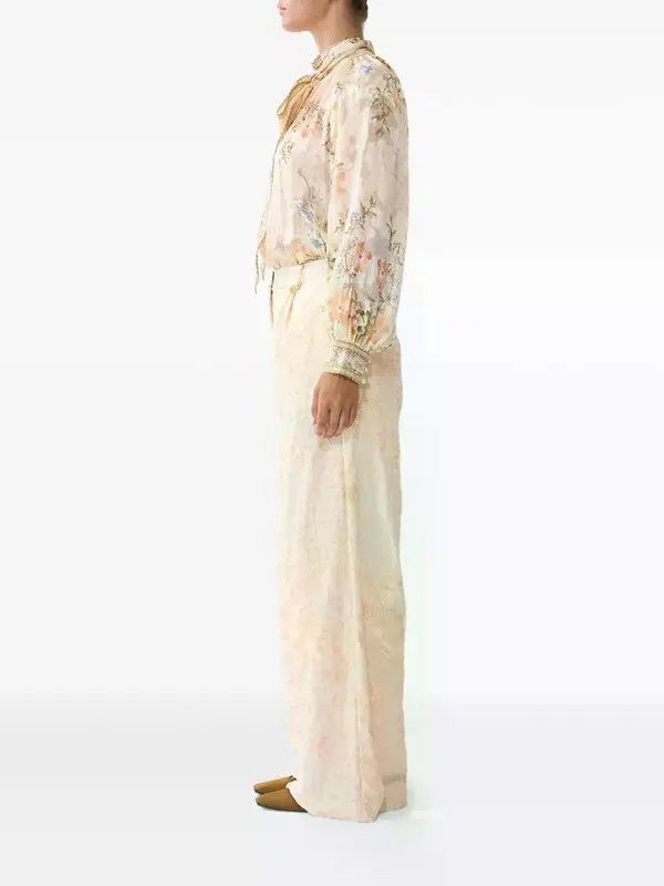 Camilla Floral Print Top - Neutrals