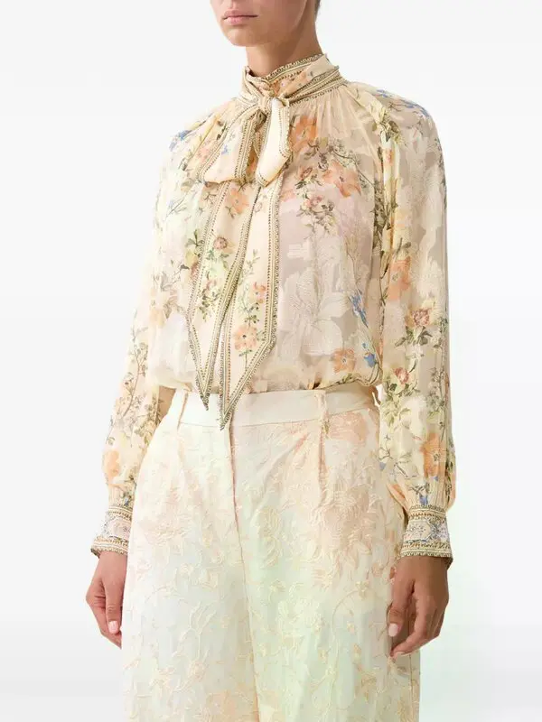 Camilla Floral Print Top - Neutrals
