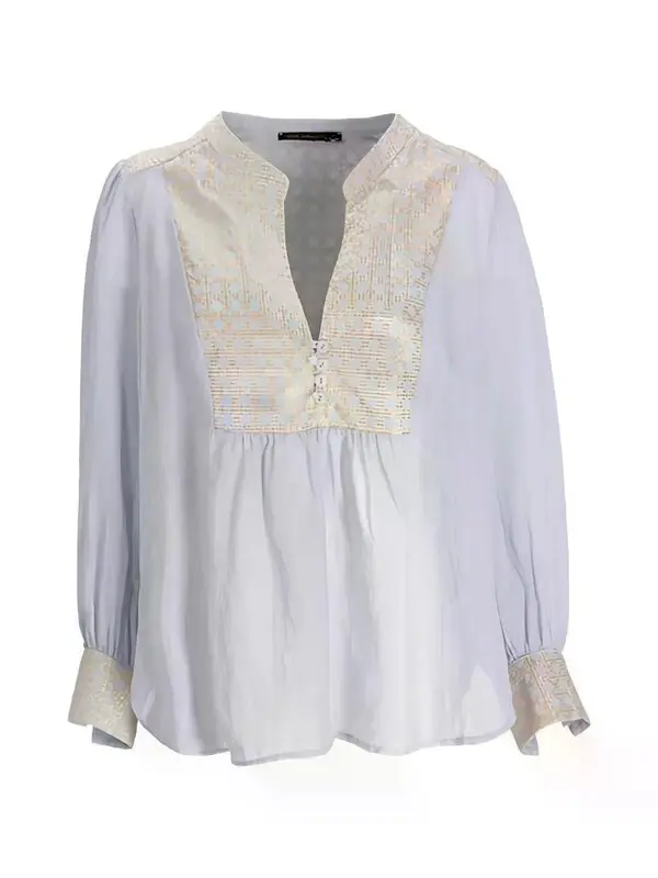 Greek Archaic Kori Embroidered Top - Blue