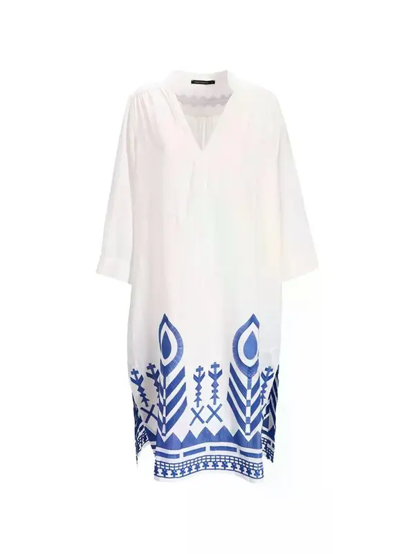 Greek Archaic Kori Print Shift Dress - White