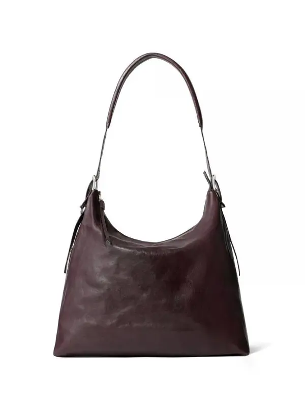 LEMAIRE Belted Shoulder Bag In Glossed Leather - Espresso