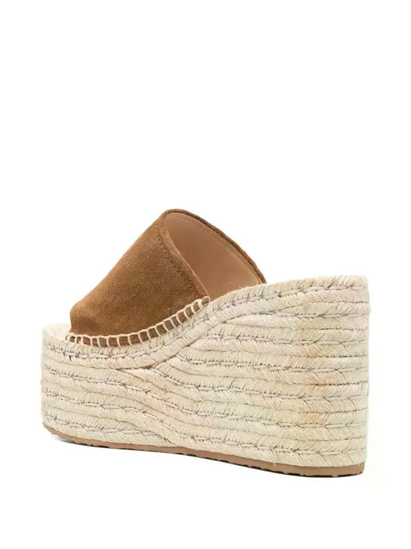 GIANVITO ROSSI Suede Espadrille Platform Mules - Brown