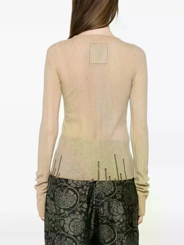 UMA WANG Ribbed Frayed Top