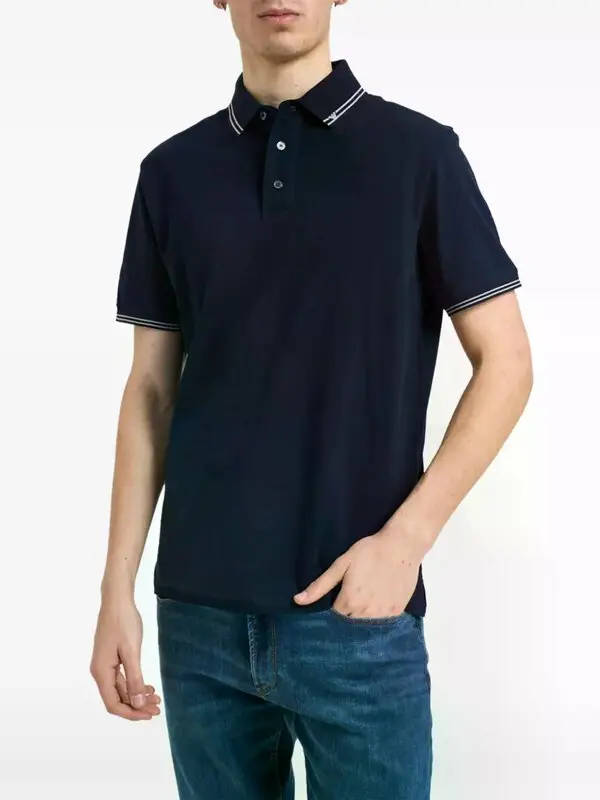 Emporio Armani Striped-collar Polo Shirt - Blue