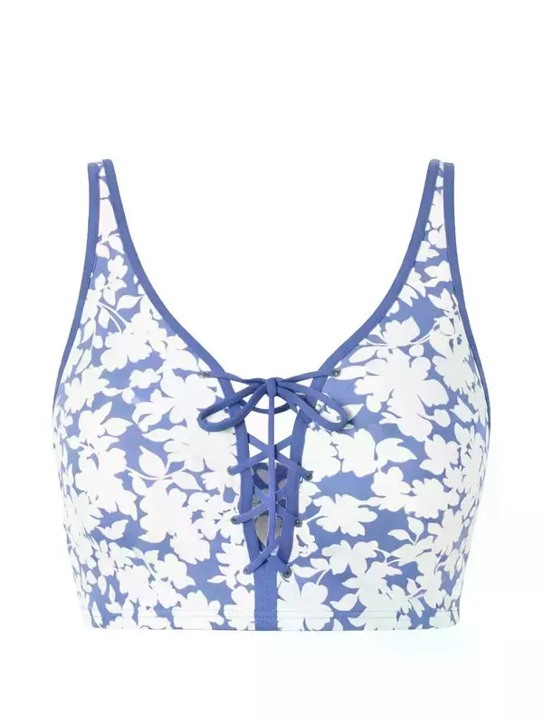 Michael Kors Floral-print Bikini Top - Blue