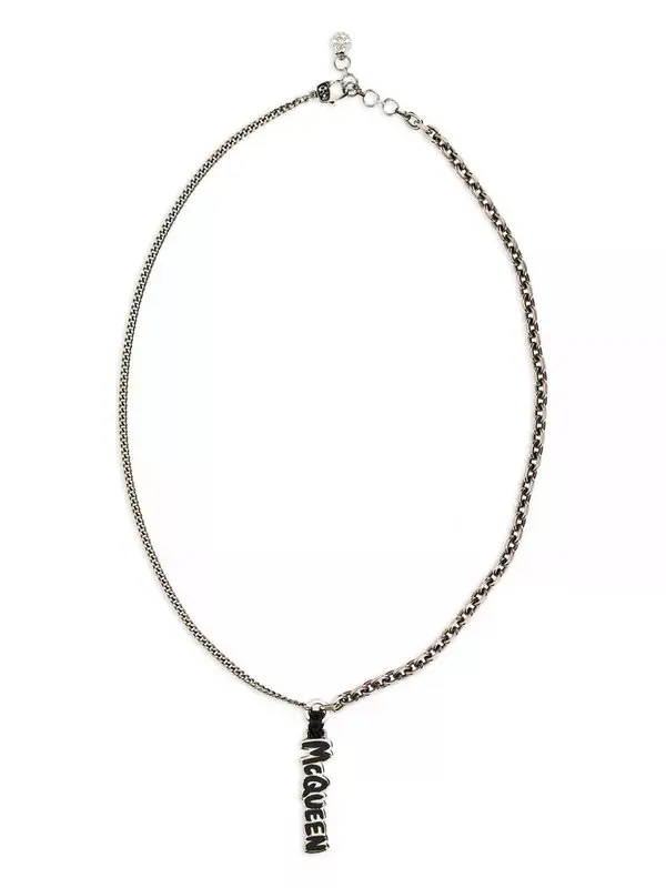 Alexander McQueen Logo-pendant Necklace - Silver