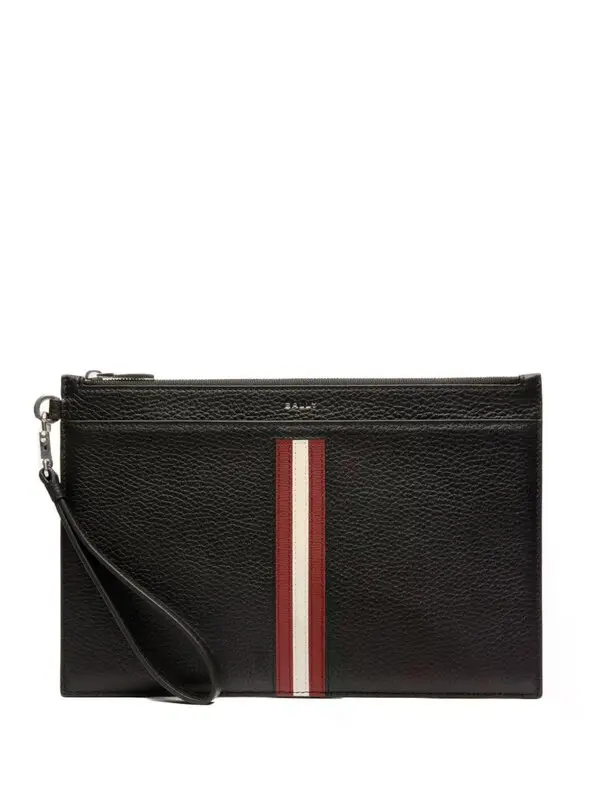 Bally Top-zip Grained-leather Clutch Bag - Black