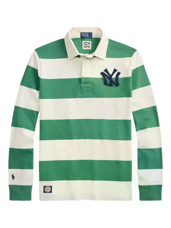 Polo Ralph Lauren X Yankees Striped Long-sleeves Polo Shirt - Green