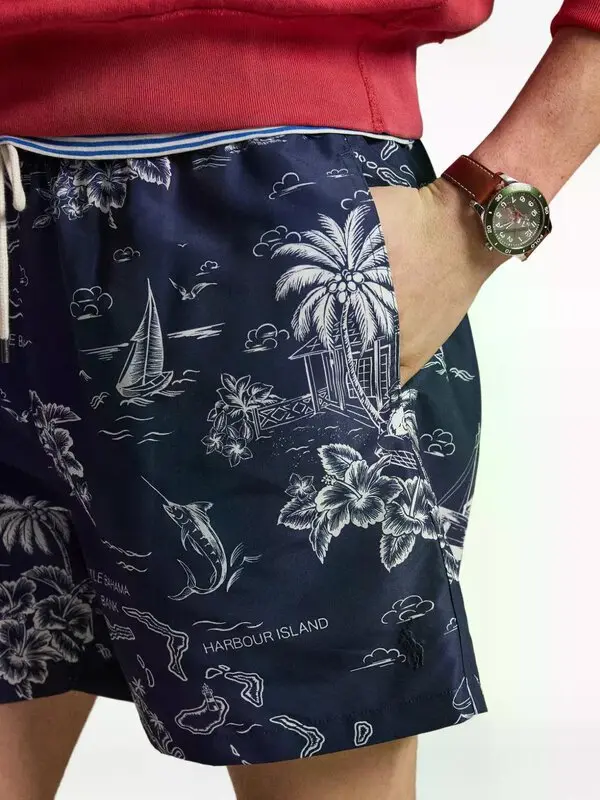 Polo Ralph Lauren Graphic Print Swim Shorts - Blue