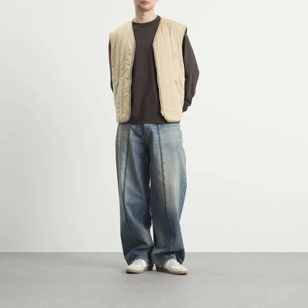 MAISON MARGIELA Light Padded Collarless Gilet - Sand/sand