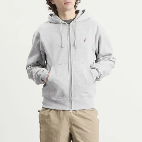 Gramicci One Point Zip Hoodie - Heather Grey