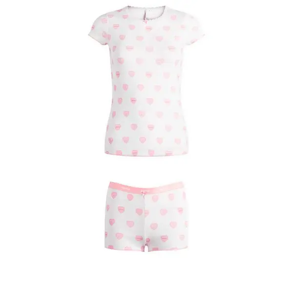 SKIMS Pointelle Baby T-shirt & Short Set - Snow Lace Hearts