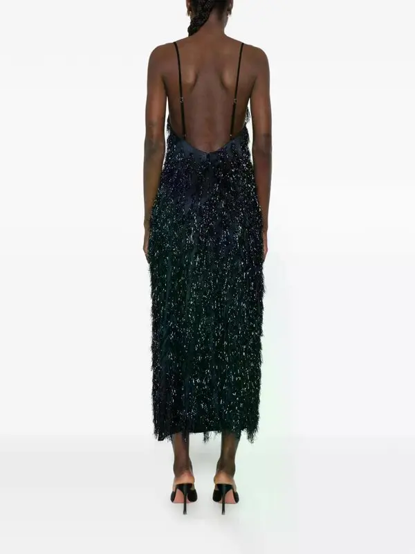 Stella McCartney Fringe V-neck Dress - Black
